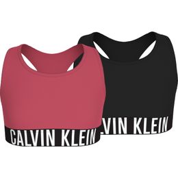Damen Bralette "2PK BRALETTE", Calvin Klein Underwear, Gr. 140deep crimson fruit, pvh schwarz, Jersey, Obermaterial: 95% Baumwolle, 5% Elasthan,