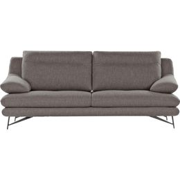 3-Sitzer Calia italia "Cezanne modern, elegant und bequem, aufwendige Detailverarbeitung", grau (34 tortora), B:215cm H:90cm T:96cm, Sofas, wahlweise mit Sitztiefenverstellung