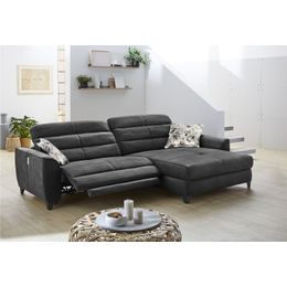 Jockenh&ouml;fer Ecksofa JOCKENH&Ouml;FER GRUPPE "Double One L-Form, B: 288cm", schwarz, B:288cm T:105cm, Luxus-Microfaser in Lederoptik (100% Polyester), Sofas, Ecksofa, mit 2x 120cm breiten, elektromotorischen Relaxfunktionen, Topseller