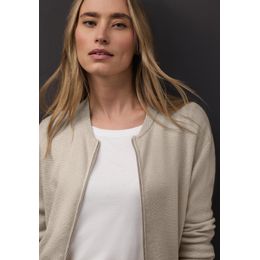 Cardigan Street One, Damen, Gr. 42, lucid wei&szlig;, Web, 48% Viskose, 28% Baumwolle, 16% Polyester, 8% metallisierte Fasern, unifarben, regular fit normal, Rundhals, B&uuml;ndchen, Strickjacken, mit Materialmix