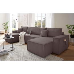 Wohnlandschaft OTTO HOME "CASSI L-Form, 311cm - OTTO. Verl&auml;ssliche Qualit&auml;t.", taupe, B:311cm H:79cm T:145cm, Sofas, Wohnlandschaft, Schlaffunktion (133/200), Bettkasten, Cord, Unser Tiefpreis, Topseller