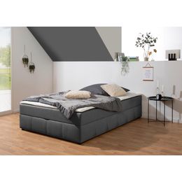 Boxbett Home Affaire "Niemes inkl. Bettkasten und Topper, auch in &Uuml;berl&auml;nge erh&auml;ltlich", anthrazit, B:124cm L:204cm, Komplettbetten, Boxbett ohne Kopfteil, inkl. Topper