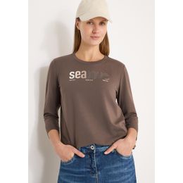 3/4-Arm-Shirt Cecil, Damen, Gr. XXL (46), urban taupe, Jersey, Obermaterial: 48% Baumwolle, 48% Modal, 4% Elasthan, bedruckt, normal h&uuml;ftbedeckend, Rundhals, Shirts 3/4-Arm-Shirt, mit Frontprint