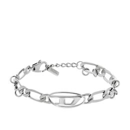 Armband Diesel "Schmuck Geschenk Metall OVAL D LOGO", edelstahlfarben, metallfarben, Armb&auml;nder, Damen, 20,5cm, Edelstahl Metall, Edelstahl, Metall, Armband