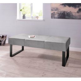 Sitzbank OTTO HOME "Oliver", grau (hellgrau (arizona 4411), schwarz), B:140cm H:50cm T:62cm, Holzwerkstoff, Massivholz, Polyester, Sitzb&auml;nke, Sitzbank