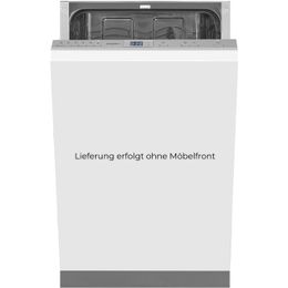 Exquisit vollintegrierbarer Geschirrsp&uuml;ler "EGSP2109-E-030E silber", Energieeffizienz: E (A-G), silber (silberfarben), B:44,8cm H:81,5cm T:55cm, Geschirrsp&uuml;ler, Vollintegriert, sparsam &ndash; 9 Ma&szlig;gedecke mit 6 Programmen & LED