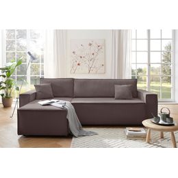 Ecksofa OTTO HOME "CASSI L-Form, 241cm - OTTO. Verl&auml;ssliche Qualit&auml;t.", taupe, B:241cm H:80cm T:48cm, Sofas, Ecksofa, Schlaffunktion (133/200), Bettkasten, Cord, Unser Tiefpreis, Topseller