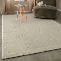 Teppich Wecon Home "Unplugged, auch in quadratischer Form", beige (sand beige), B:80cm H:10mm L:150cm, Polypropylen, Teppiche, Teppich, Kurzflor, Hoch Tief Struktur, gewebt, Wohnzimmer, Schlafzimmer, modern