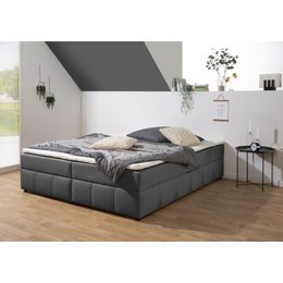 Boxbett Home Affaire "Niemes inkl. Bettkasten und Topper, auch in &Uuml;berl&auml;nge erh&auml;ltlich", anthrazit, B:164cm L:204cm, Komplettbetten, Boxbett ohne Kopfteil, inkl. Topper