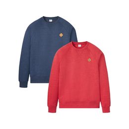 Sweatshirt bonprix, Herren, Gr. 52/54 (L), blau (dunkelblau, rot), Obermaterial: 60% Baumwolle, 40% Polyester, unifarben, regular fit, Rundhals, Sweatshirts Sweatshirt, Regular Fit, unifarben, aus Baumwolle und Polyester
