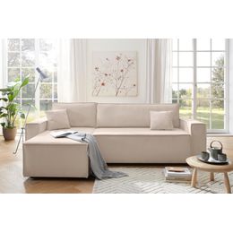 Ecksofa OTTO HOME "CASSI L-Form, 241cm - OTTO. Verl&auml;ssliche Qualit&auml;t.", beige (creme), B:241cm H:80cm T:48cm, Sofas, Ecksofa, Schlaffunktion (133/200), Bettkasten, Cord, Unser Tiefpreis, Topseller