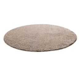 Teppich HOMIE LIVING "Flavio", beige (sand beige), H:30mm &Oslash;:200cm, Polypropylen, Teppiche, Teppich, Hochflor, gewebt, weich, uni, Wohnzimmer, Schlafzimmer, waschbar