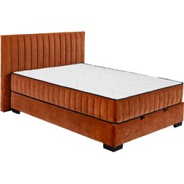 Boxbett ED EXCITING DESIGN "Nagol", braun (cognac), B:165cm L:214cm, 100% Polyester, Komplettbetten, mit Bettkasten, mit Wendematratze, erh&auml;ltlich in verschiedenen Breiten