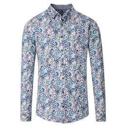 Langarmhemd Casamoda "Casamoda Freizeithemd Print", Herren, Gr. L, Normalgr&ouml;&szlig;en, blau, 100% Baumwolle, bedruckt, comfort fit, Hemden