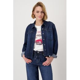 Jeansblazer monari, Damen, Gr. 36, blau (jeans), Denim/Jeans, Obermaterial: 50% Baumwolle, 40% Lyocell, 10% Modal, clean, unifarben, regular fit normal, Rundhals, eingesetzt,&Auml;rmel mit &Auml;rmelschlitz 1-Knopf-Manschette mit Schlitz, Blazer, mit aufgesetzten Taschen