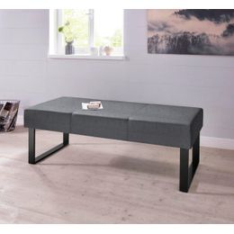 Sitzbank OTTO HOME "Oliver", grau (dunkelgrau (fantasy 8201), schwarz), B:140cm H:50cm T:62cm, Holzwerkstoff, Massivholz, Polyester, Sitzb&auml;nke, Sitzbank