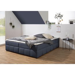 Boxbett Home Affaire "Niemes inkl. Bettkasten und Topper, auch in &Uuml;berl&auml;nge erh&auml;ltlich", denim, blau, B:164cm L:224cm, Komplettbetten, Boxbett ohne Kopfteil, inkl. Topper