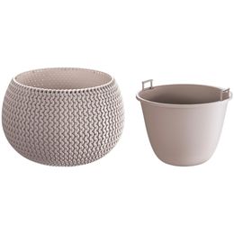 Pflanzk&uuml;bel Prosperplast "Splofy Bowl" in schicker Strickoptik", braun (mocca), H:19cm &Oslash;:29cm, Kunststoff, Pflanzgef&auml;&szlig;e, Pflanzk&uuml;bel, &Oslash;xH: 29x19 cm, inkl. Einsatz mit Henkeln