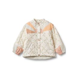 Allwetterjacke Wheat "Wheat Steppjacke Inga", M&auml;dchen, Gr. 128, ivory checked flowers, 100% Baumwolle, normal, amerikanischer Ausschnitt, Jacken
