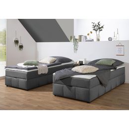 Boxbett Home Affaire "Niemes inkl. Bettkasten und Topper, auch in &Uuml;berl&auml;nge erh&auml;ltlich", anthrazit, B:94cm L:204cm, Komplettbetten, Boxbett ohne Kopfteil, inkl. Topper