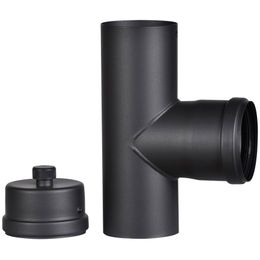 Ofenrohr FIREFIX, schwarz, B:9cm H:25cm L:15,5cm, Stahlblech, Rohre, f&uuml;r Pelletofenrohr