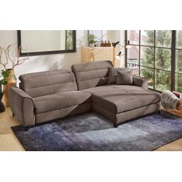Jockenh&ouml;fer Ecksofa JOCKENH&Ouml;FER GRUPPE "Double One L-Form, B: 288cm", grau (taube), B:288cm T:105cm, Korpus: 100% Polyester;Kissen: 100% Polyester, Sofas, Ecksofa, mit 2x 120cm breiten, elektromotorischen Relaxfunktionen, Topseller