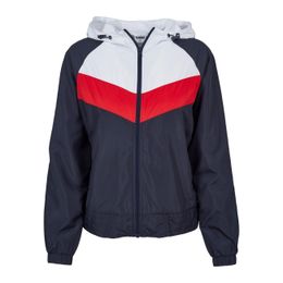 Anorak Urban Classics "Urban Classics Damen Ladies 3-Tone Windbreaker", Damen, Gr. M, navy, wei&szlig;, firerot, 100% Polyester, mehrfarbig, normal, ohne Ausschnitt, Jacken