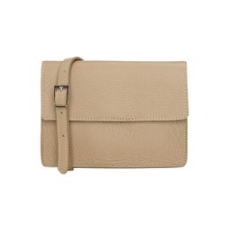 Schultertasche Harpa "June", Damen, Gr. B/H/T: 4cm x 15cm x 19cm, beige, Leder, unifarben, Taschen Schultertasche, aus echtem Leder