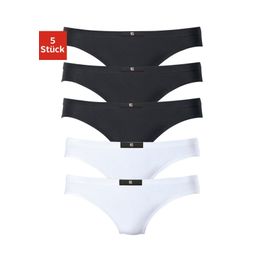 H.I.S. String H.I.S, Damen, Gr. 36, schwarz-wei&szlig; (wei&szlig;, schwarz), Obermaterial: 95% Baumwolle, 5% Elasthan, unifarben, k&ouml;rpernah, Unterhosen String, aus elastischer Baumwoll-Qualit&auml;t