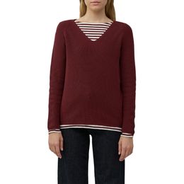 Strickpullover s.Oliver, Damen, Gr. 42, rot (dunkelrot), Strick, Obermaterial: 60% Baumwolle, 40% Polyacryl, unifarben, regular fit taillenbedeckt, V-Ausschnitt, B&uuml;ndchen, Pullover Strickpullover, mit V-Ausschnitt