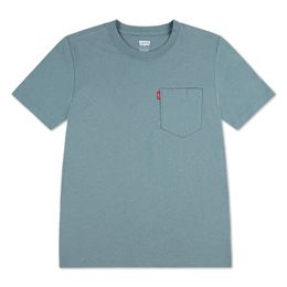 T-Shirt LEVI'S KIDS "LVB SUNSET POCKET TEE", Jungen, Gr. 8 (128), lead, Jersey, Obermaterial: 100% Baumwolle, Rundhals, Shirts T-Shirt