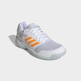 Hallenschuh adidas Performance "SPEEDCOURT IN", Damen, Gr. 38,5, cloud wei&szlig;, pure tangerine, crystal sky, Synthetik, Textil, Schuhe Hallenschuh, geeignet f&uuml;r jeden Hallensport