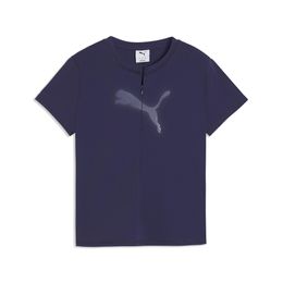 T-Shirt Puma "Dare To Half Zip Graphic T-Shirt Damen", Damen, Gr. L, deep plum lila, Obermaterial: 77% Nylon, 23% Elasthan, slim fit, Rundhals, Shirts T-Shirt