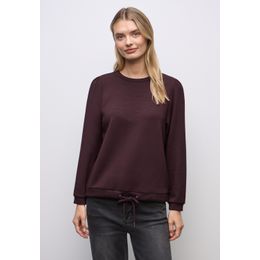 Langarmshirt Street One, Damen, Gr. 34, jazz berry, Stoff, 46% Modal, 46% Polyester, 8% Elasthan, unifarben, normal normal, Rundhals, angesetztes B&uuml;ndchen, Shirts Langarmshirt, mit Tunnelzug am Saum