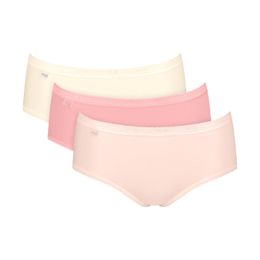 Minislip Sloggi "Basic+", Damen, Gr. 36, rot, gelb, Single Jersey, Obermaterial: 95% Baumwolle, 5% Elasthan, k&ouml;rpernah, Unterhosen, Baumwollmix, klassischer Stil, mittelhoher Bund, Softn&auml;hte