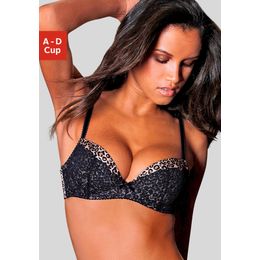 Push-up-BH Lascana, Damen, Gr. 85, Cup C, bunt (leo, bedruckt), Microtouch, Obermaterial: 45% Polyester, 44% Polyamid, 11% Elasthan, BHs BH Push-up-BH Spitzenw&auml;sche Spitzen-BH B&uuml;gel-BH Hochzeitsw&auml;sche Hochzeitsdessous Balconette-BH, mit B&uuml;gel im angesagten Leo-Look, sexy Dessous
