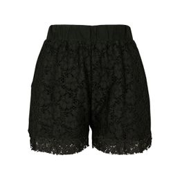 Stoffhose Urban Classics "Urban Classics Damen Ladies Laces Shorts", Damen, Gr. M, US-Gr&ouml;&szlig;en, schwarz, 94% Polyamid, 6% Elasthan, unifarben, relaxed fit, Hosen Stoffhose