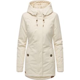 Winterjacke Ragwear "Monadena Parka YOUMODO", Damen, Gr. XXXL(46), ecru, Obermaterial: 68% Baumwolle, 32% Nylon; Innenfutter: 100% Polyester; Wattierung: 100% Polyester, figurbetont Po-bedeckend, hoch geschlossener Ausschnitt, verstellbar Rippstrickb&uuml;ndchen mit Druckknopf, Jacken Winterjacke, Warmer Kurzmantel mit Kapuze
