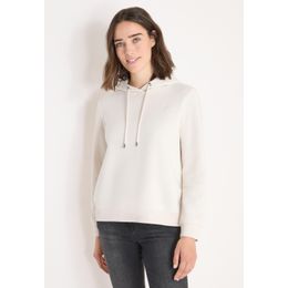 Sweatshirt Cecil, Damen, Gr. XL (44), wei&szlig; (light greige), Sweatware, 54% Polyester, 46% Baumwolle, unifarben, normal, ohne Ausschnitt, Rippb&uuml;ndchen, Sweatshirts Sweatshirt, Mit Stickerei