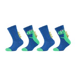 Socken Camano "COSY FANCY APPLICATION SOCKS", Damen, Gr. 35-38, blau, Elasthan, Polyester, unifarben, Socken Socken, mit elastischem Bund