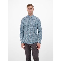 Langarmhemd Lerros "Lerros Poplin-Herrenhemd, modisch gestyled", Herren, Gr. L, Normalgr&ouml;&szlig;en, swedish blau, 100% Baumwolle, Hemden