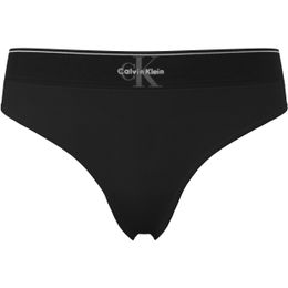 Tanga "THONG", Damen, Gr. S (36), schwarz, Jersey, Obermaterial: 92% Polyester, 8% Elasthan, Calvin Klein Underwear, unifarben, k&ouml;rpernah, Unterhosen Tanga, K&ouml;rpernahe Passform mit elastischem Bund