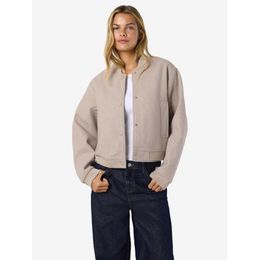 Langjacke Noisy may "NMEDDI L/S BOMBER JACKET FWD NOOS", Damen, Gr. L, silber lining detail:melange, Web, Obermaterial: 100% Polyester, meliert, regular fit normal, Jacken Langjacke