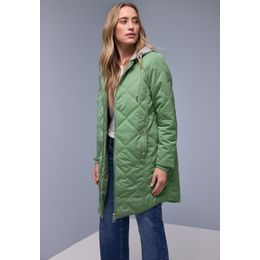 Steppjacke Street One, Damen, Gr. 36, mint breeze, Web, Obermaterial: 55% Polyester, 45% Polyamid. Futter: 100% Polyester. Wattierung: 100% Polyester (REPREVE), unifarben, l&auml;ssig geschnitten Po-bedeckend, Rundhals, B&uuml;ndchen, Jacken Steppjacke, mit abnehmbarer Jersey-Kapuze