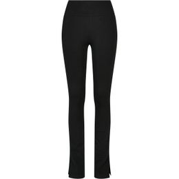 Leggings Urban Classics "Urban Classics Damen Ladies High Waist Side Slit Leggings", Damen, Gr. L, US-Gr&ouml;&szlig;en, schwarz, 95% Baumwolle, 5% Elasthan, unifarben, skinny fit, Hosen Leggings