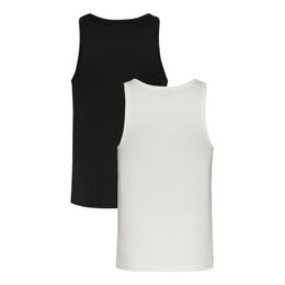 Tanktop Tommy Jeans "TJM XSLIM 2PCK RIB TANK EXT", Herren, Gr. 3XL, beige (ecru, schwarz), Single Jersey, Obermaterial: 100% Baumwolle, slim fit, tiefer Rundhals, Tops Tanktop, mit gerippter Struktur