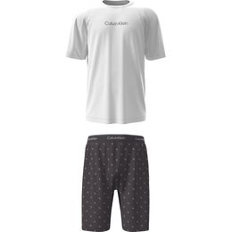 Schlafanzug "SS TEE AND SHORT SET", Herren, Gr. XL (54), wei&szlig;, Jersey, Obermaterial: 95% Baumwolle, 5% Elasthan, Calvin Klein Underwear, gemustert, unifarben, k&ouml;rpernah kurz, Rundhals, eingesetzt gerader Abschluss, Homewear-Sets Schlafanzug, Mit elastischem Bund