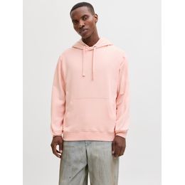 Jack & Jones Kapuzensweatshirt JACK & JONES "JORNORREBRO EMB SWEAT HOOD NOOS", Herren, Gr. M, peach melba, angeraute Sweatware, Obermaterial: 89% Baumwolle, 11% Polyester, unifarben, relaxed fit normal, Rundhals, Rippb&uuml;ndchen, Sweatshirts, mit Logo Print
