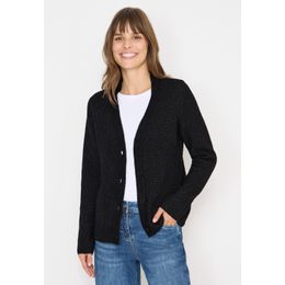 Cardigan Cecil, Damen, Gr. XL (44), schwarz melange, Web, 37% Baumwolle, 34% Polyacryl, 26% Polyester, 3% Elasthan, unifarben, comfort fit normal, V-Ausschnitt, B&uuml;ndchen, Strickjacken, mit Knopfleiste