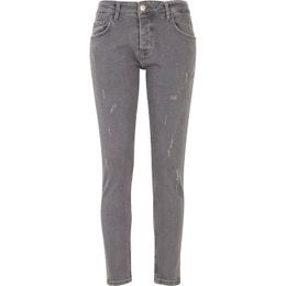 Bequeme Jeans 2Y STUDIOS "2Y Studios Herren 2Y Destroyed Skinny Cropped Denim", Herren, Gr. 30, Normalgr&ouml;&szlig;en, grau, 97% Baumwolle, 3% Elasthan, unifarben, Jeans